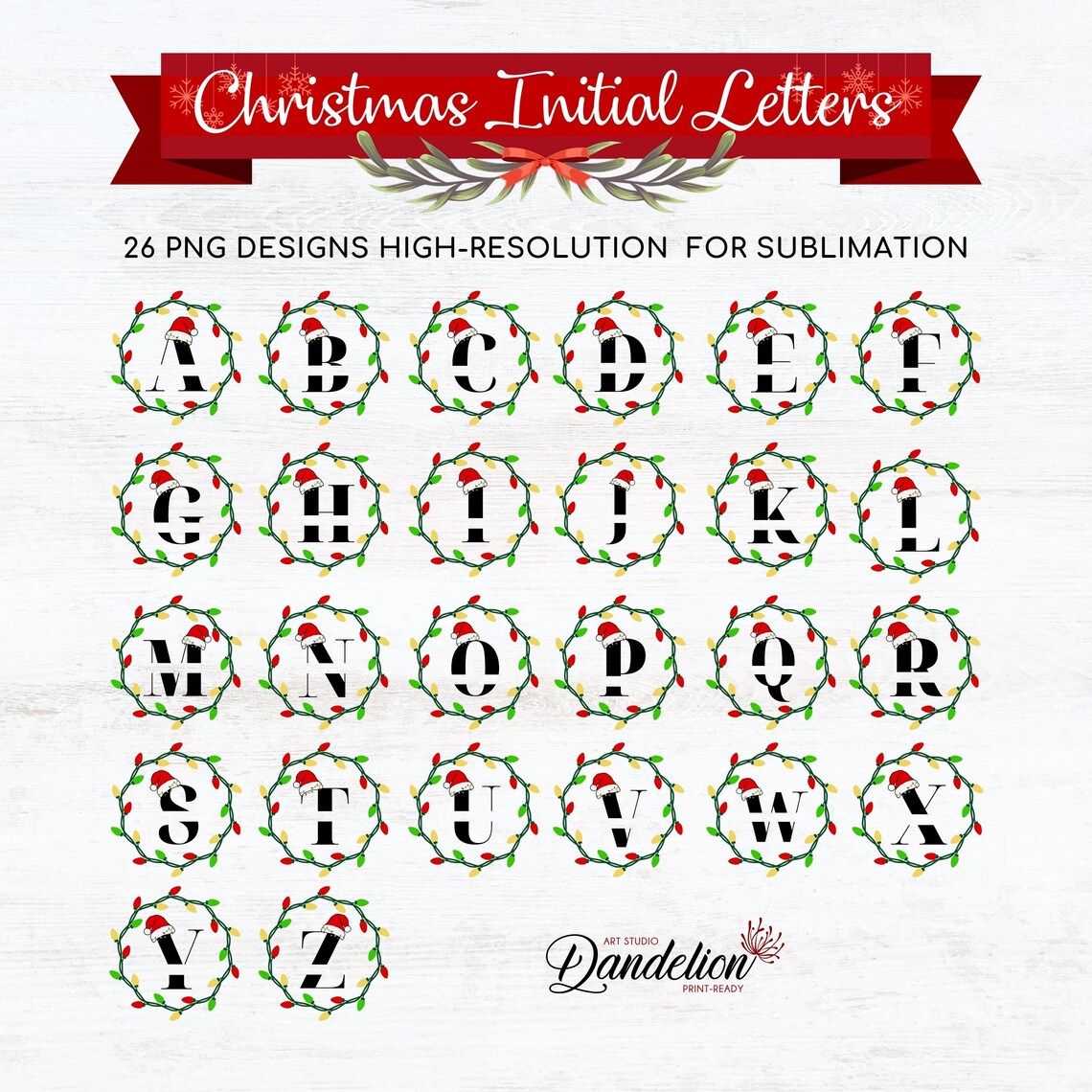Christmas Initial PNG, Santa Hat Monogram, Xmas Ornament Design ...
