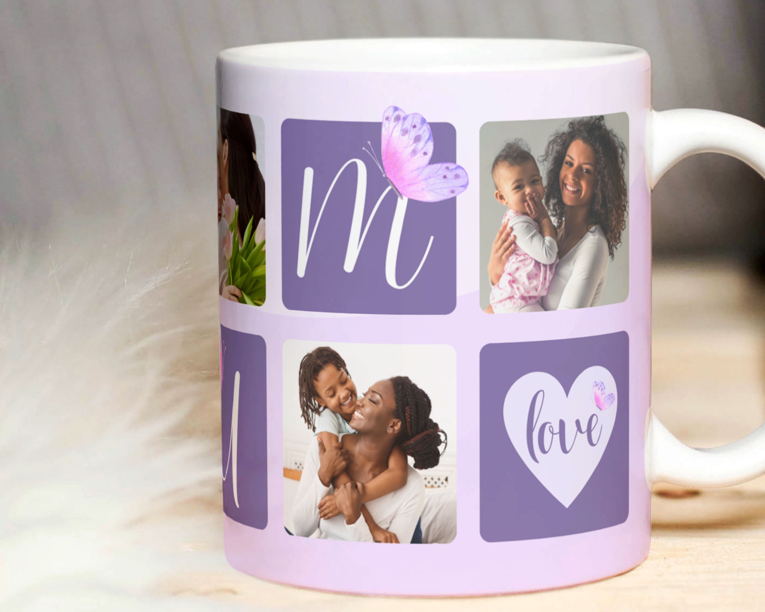 MUM Mug Wrap PNG Template, British Mother's Day, Love Mum, Photo Grid ...