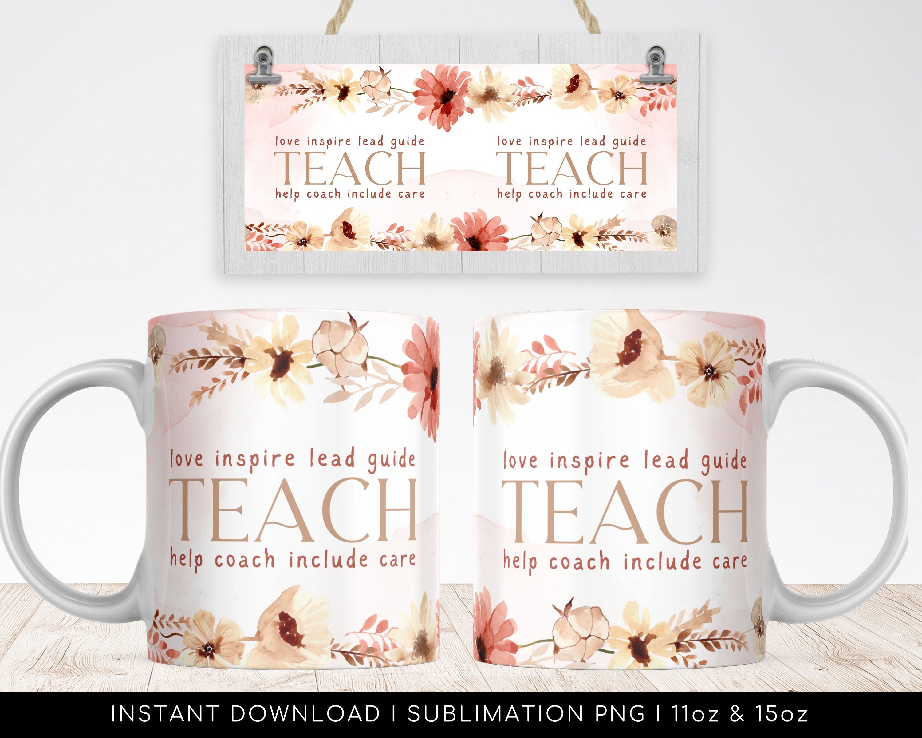 Floral Teacher Mug Design PNG, Sublimation File (digital Download) - Etsy