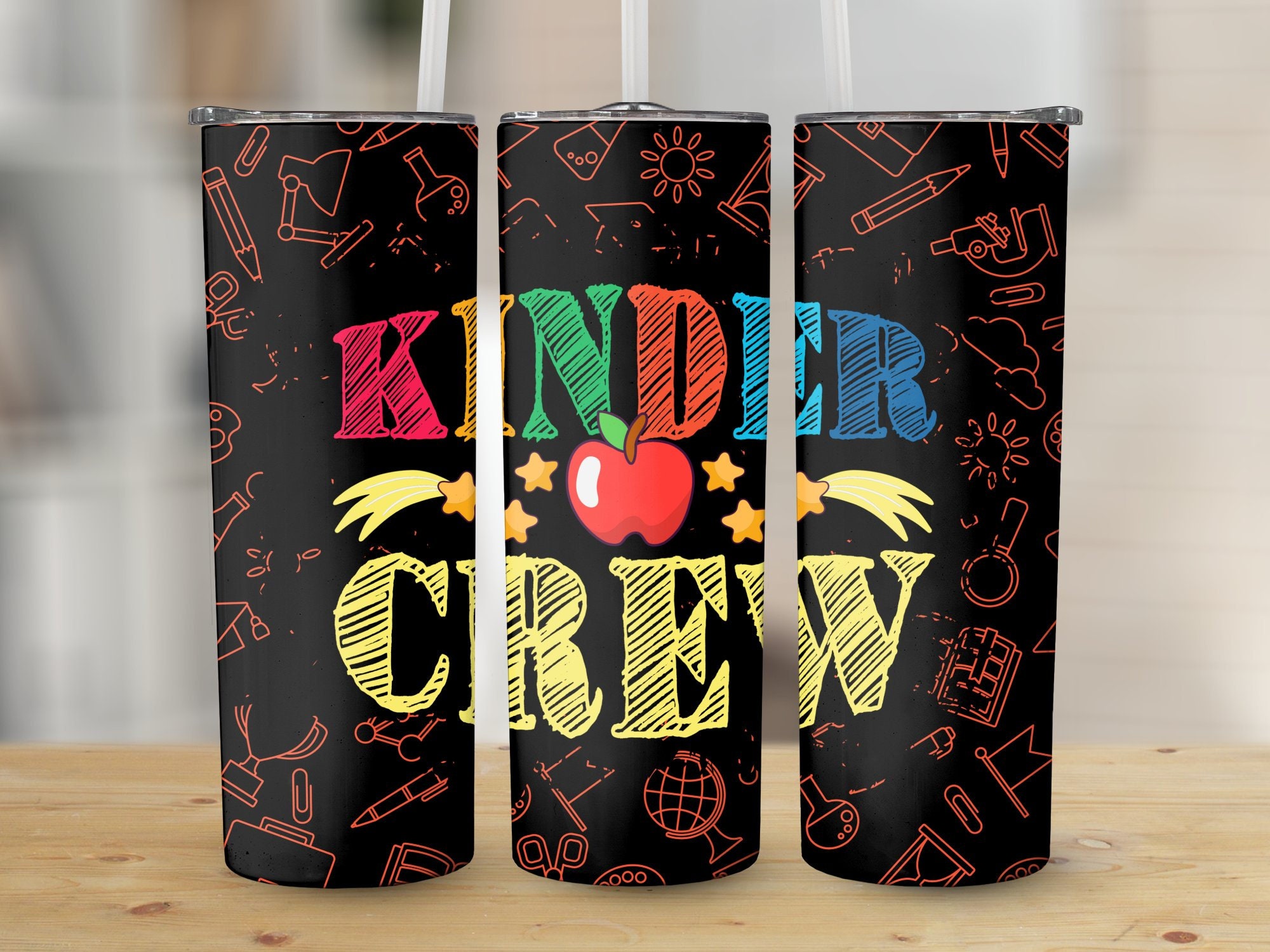 Kinder Crew PNG Sublimation Design 20 Oz Skinny Tumbler Wrap - Etsy