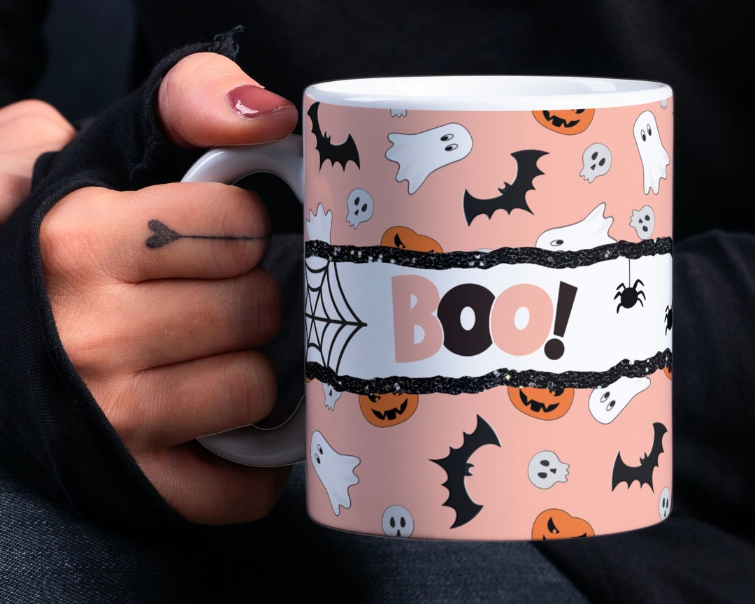 Halloween Sublimation Mug, Boo! Ghost PNG Mug File for Sublimation ...