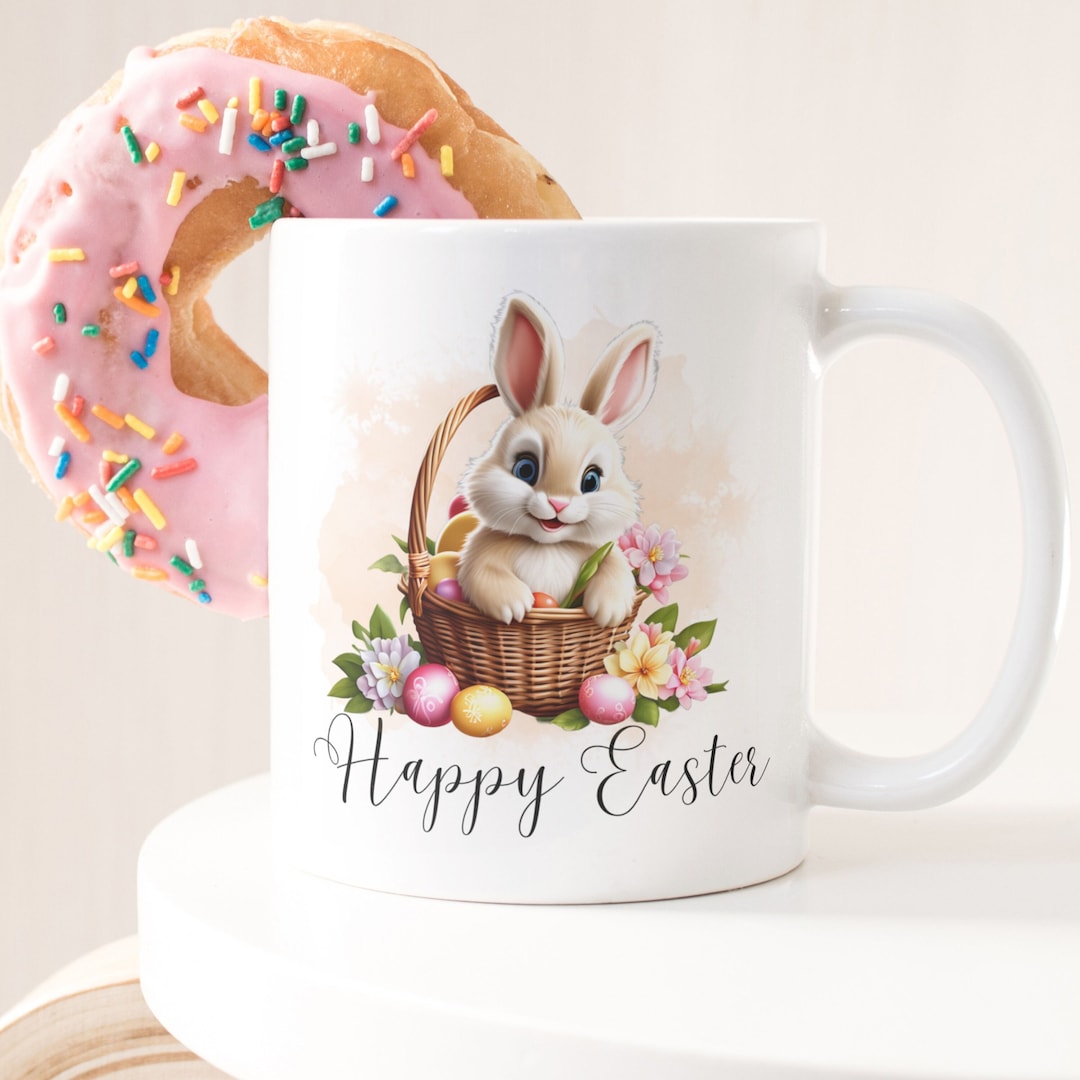 Easter Bunny Personalized Mug Design PNG, Cute Baby Bunny Watercolor ...