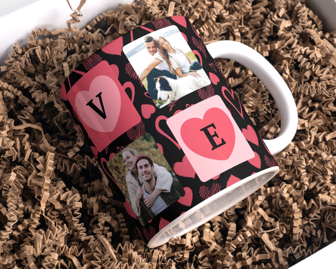 LOVE Heart Photo Grid Mug Design. Mug Wrap for Sublimation. Love ...