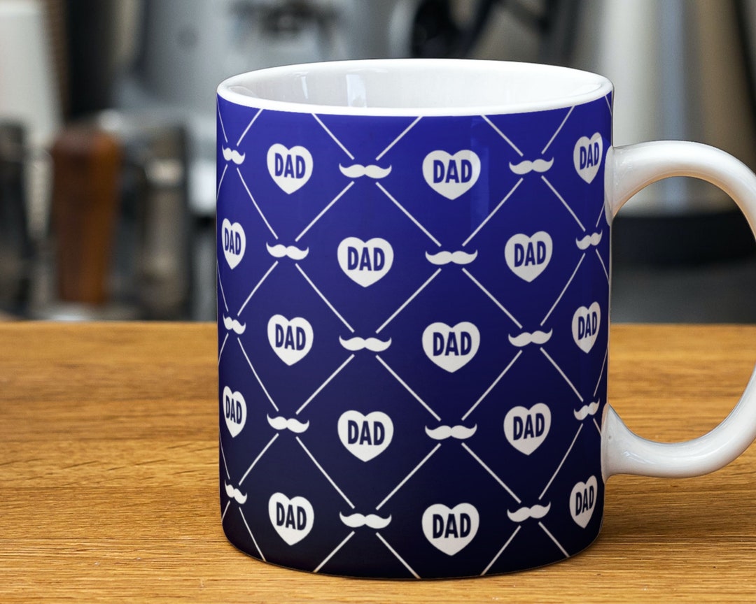 DAD Mug PNG - Mustach Love Dad Pattern, PNG Template for Sublimation ...