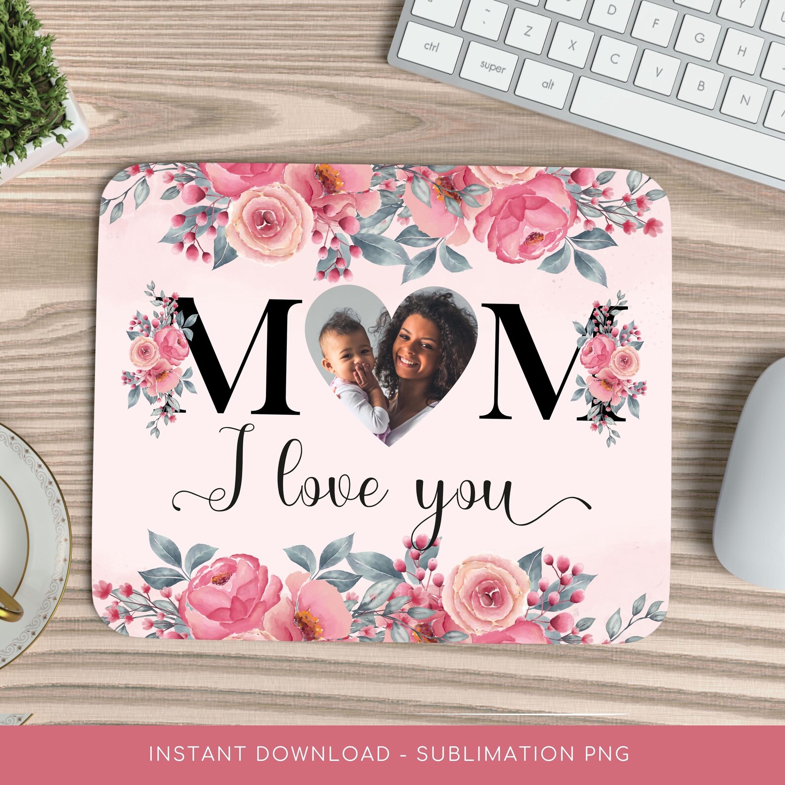 Mom Photo Mousepad PNG, Sublimation Mousepad, Heart Photo Frame Mouse ...