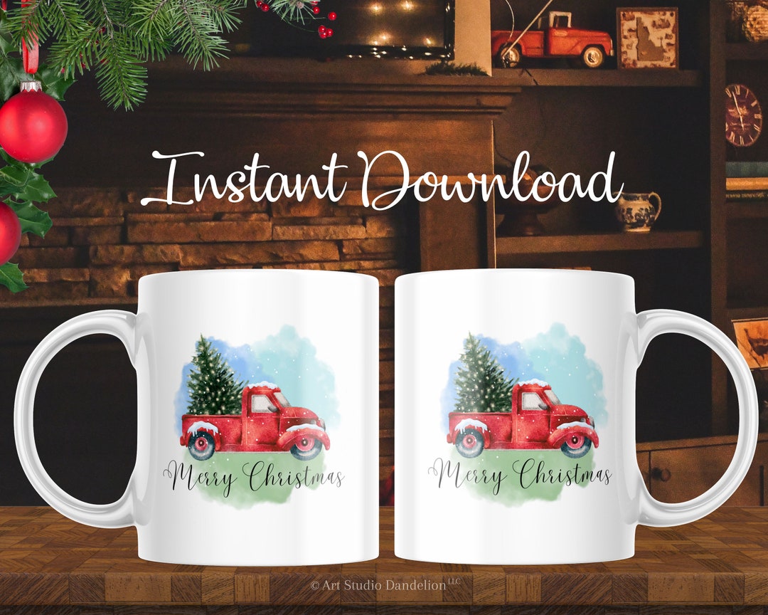 Merry Christmas Vintage Mug Template, Sublimation Paper, High ...