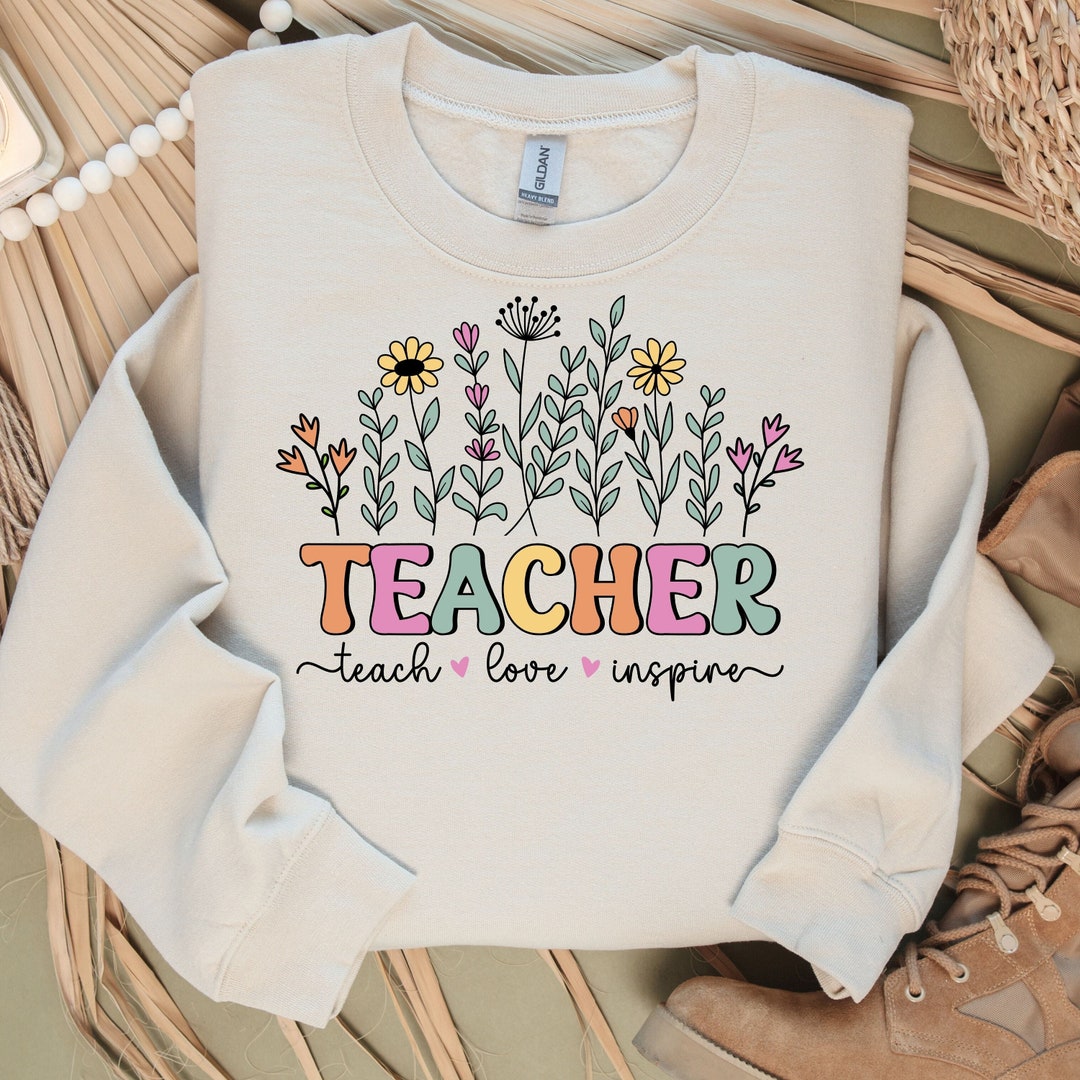 Teacher Wildflowers PNG, Teach Love Inspire PNG, Teacher Boho Flowers ...
