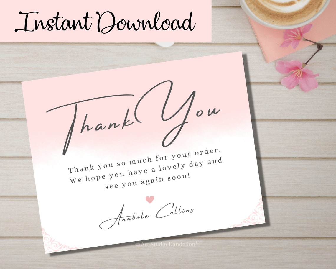 Thank You for Your Order Card Template. Editable Thank You for - Etsy