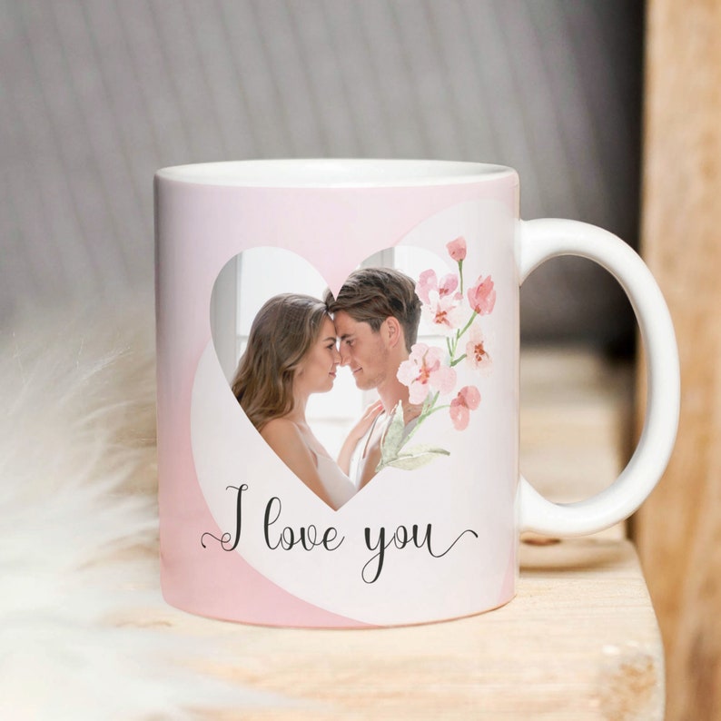 Love Floral Heart Photo Mug PNG, I Love You Sublimation (digital ...