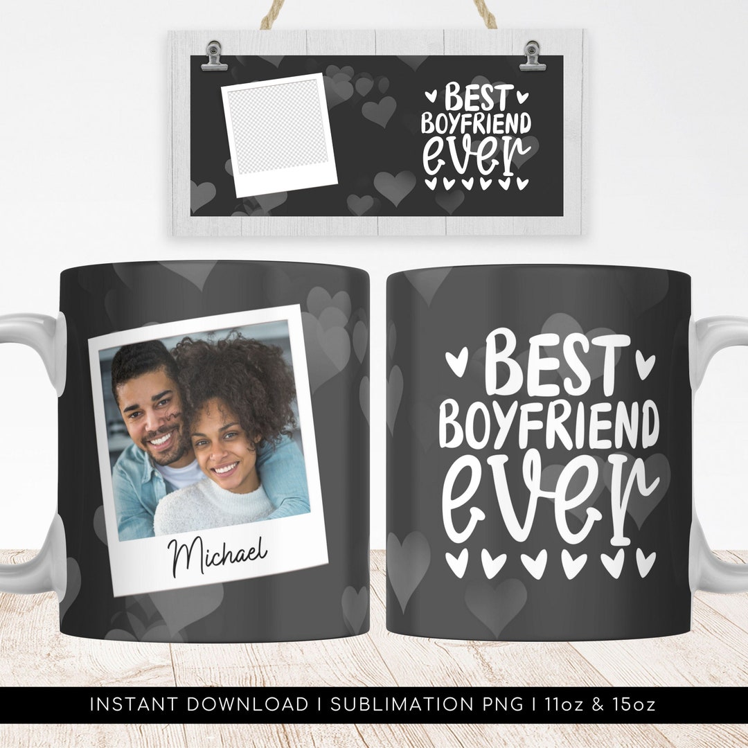 Best Boyfriend Ever Personalized Photo Mug PNG, Heart Pattern ...