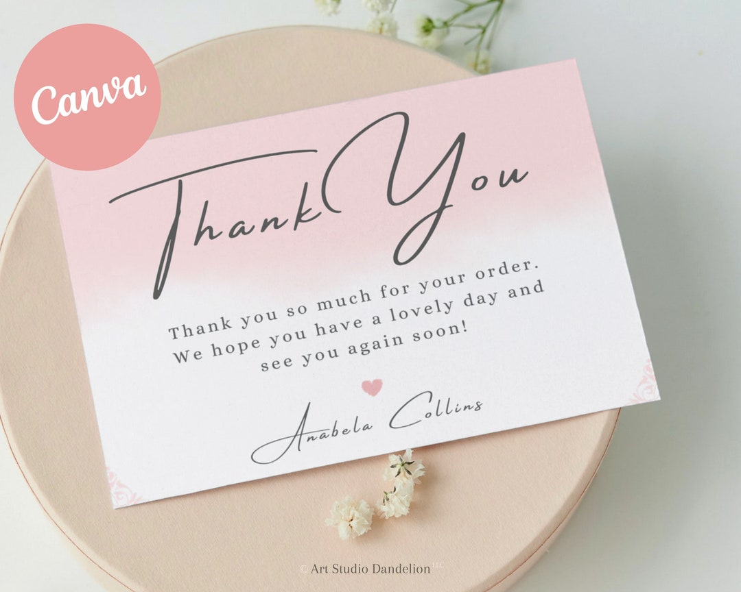 Thank You for Your Order Card Template. Editable Thank You for Your ...
