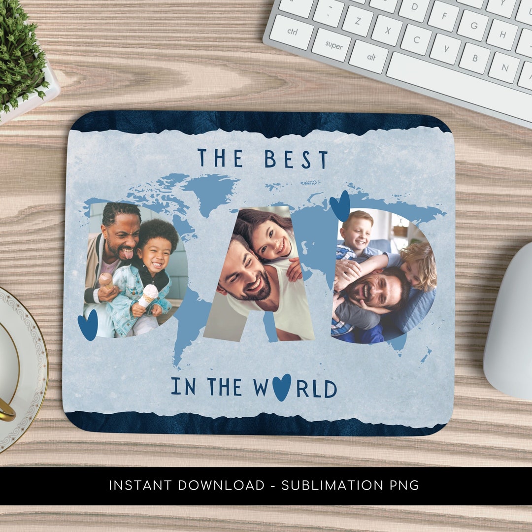 World's Best Dad Custom Photo Mousepad PNG, Mouse Pad Sublimation PNG ...