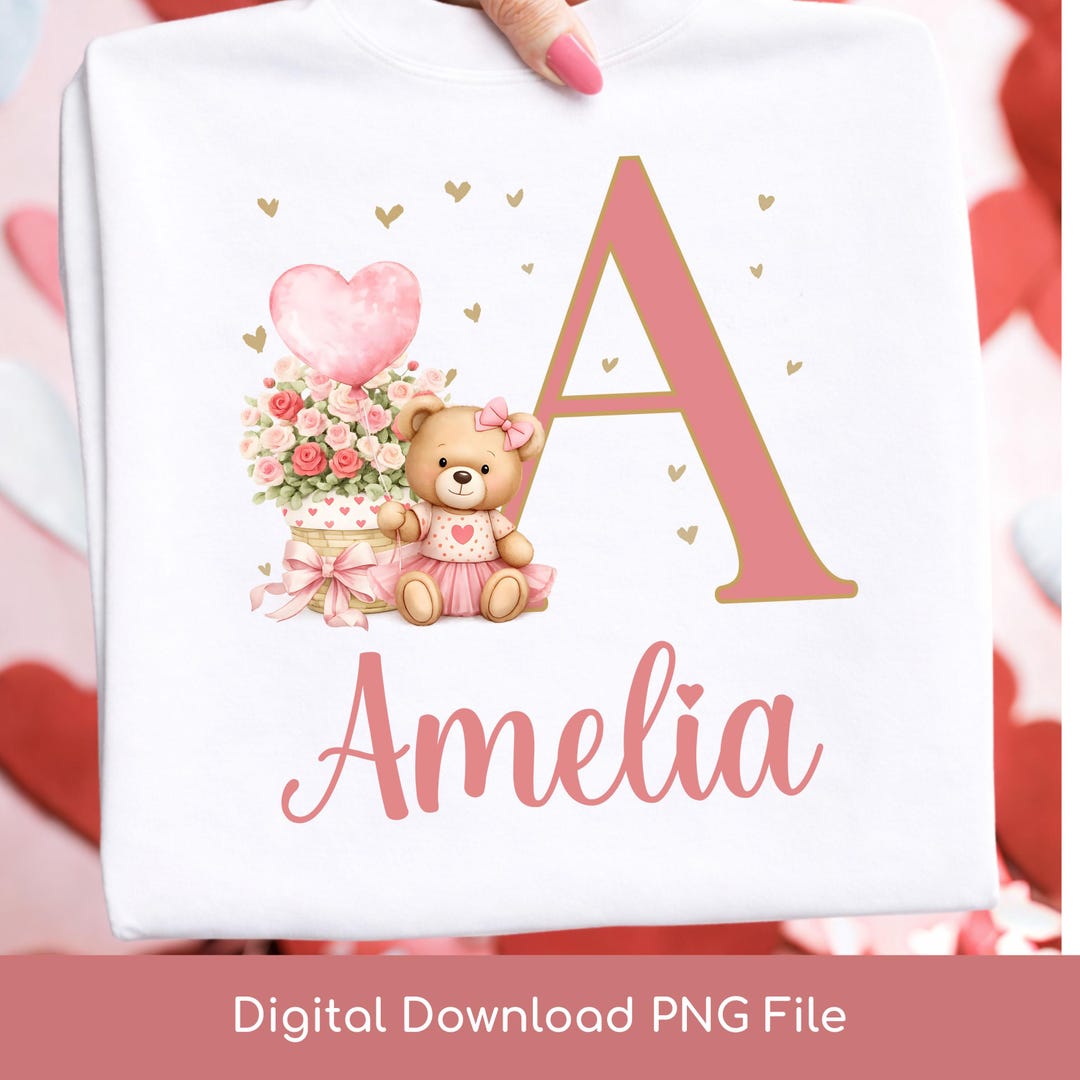 Teddy Bear Initial Letter PNG, Valentine's Day Monogram (digital ...