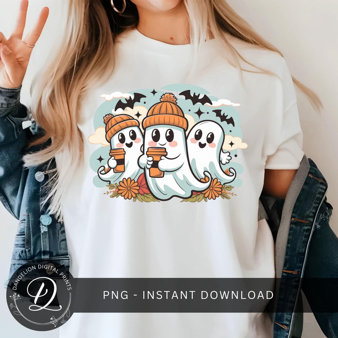 Retro Ghosts Png, Halloween PNG, Cute Ghost Pumpkin Png, Spooky Vibes ...