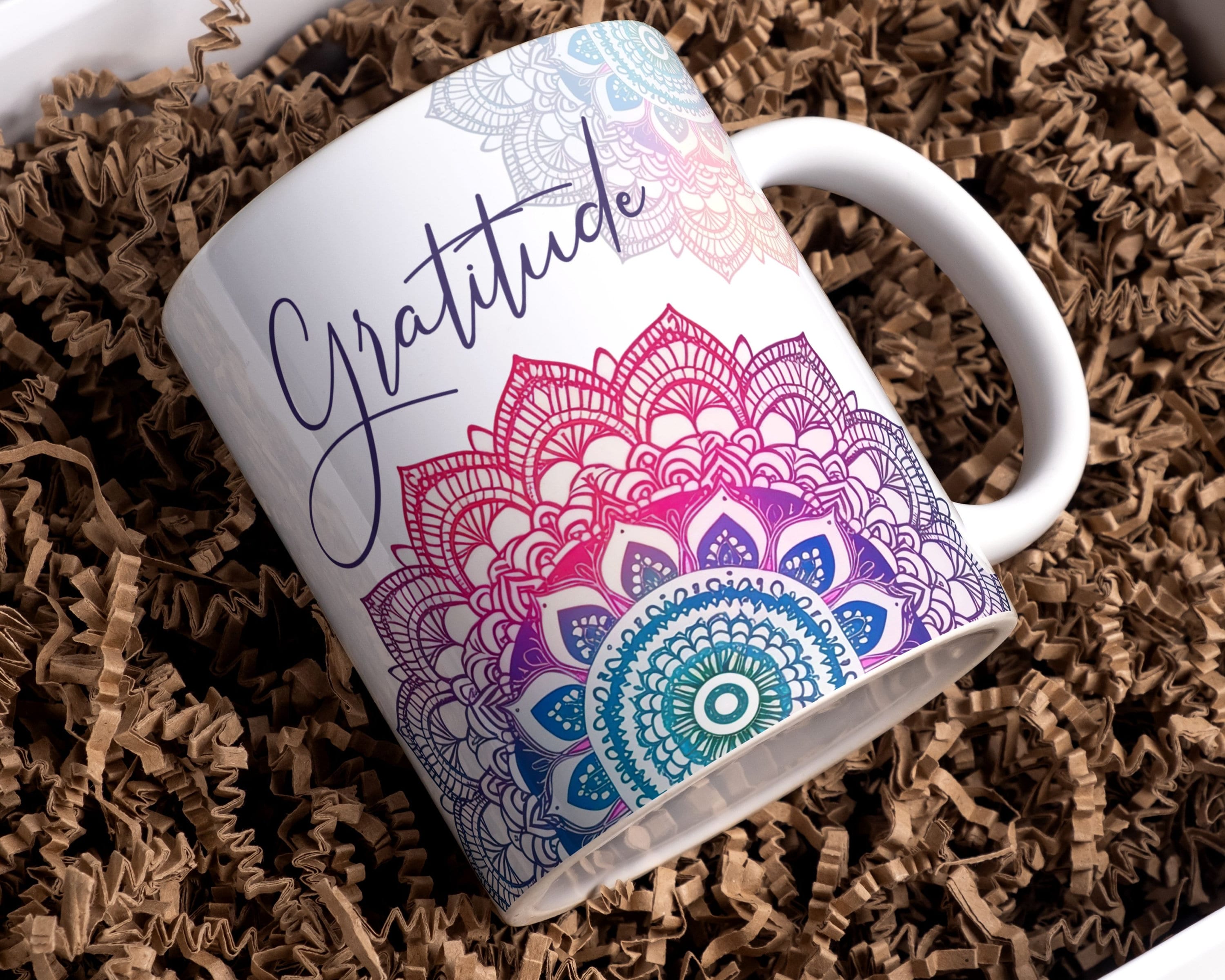 Mandala Sublimation Mug Design, Mandala PNG Template Design, Gratitude ...