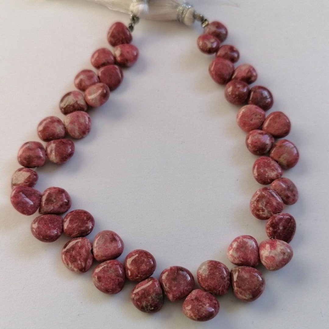 Lovely Handmade Norwegian Pink Thulite Smooth Heart Briolette Beads ...