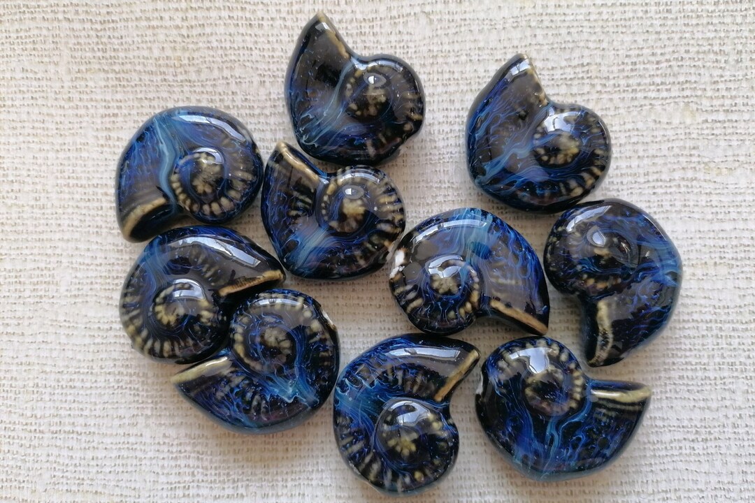 Large Blue Glazed Ceramic Conch Shell Focal Beads / Approx 40mm X 32mm ...