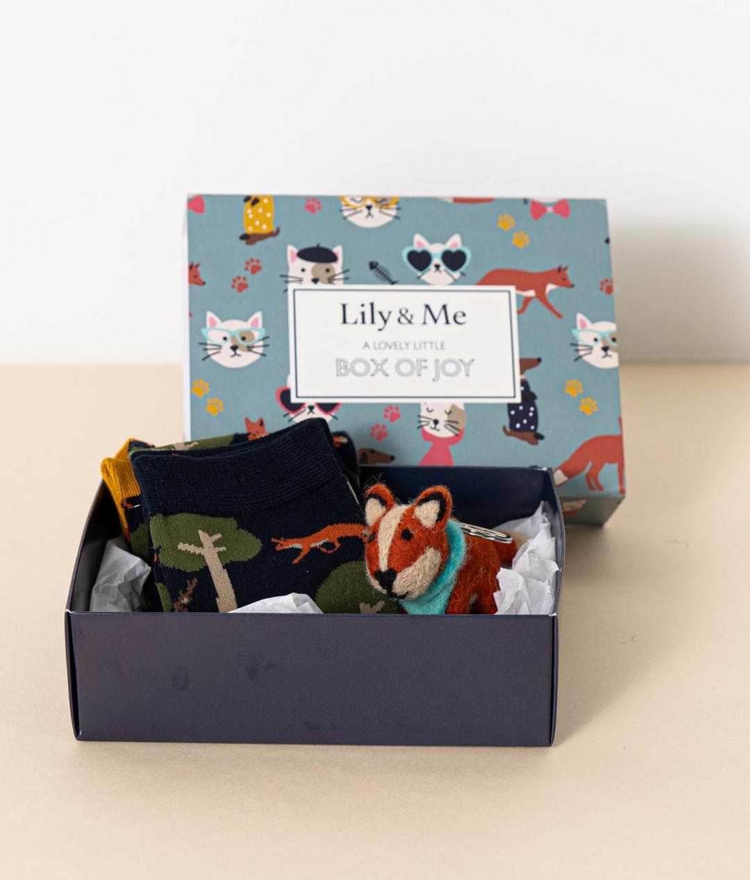 Woodland Socks and Fox Keyring Giftbox/bamboo Fox Socks/felt Fox ...
