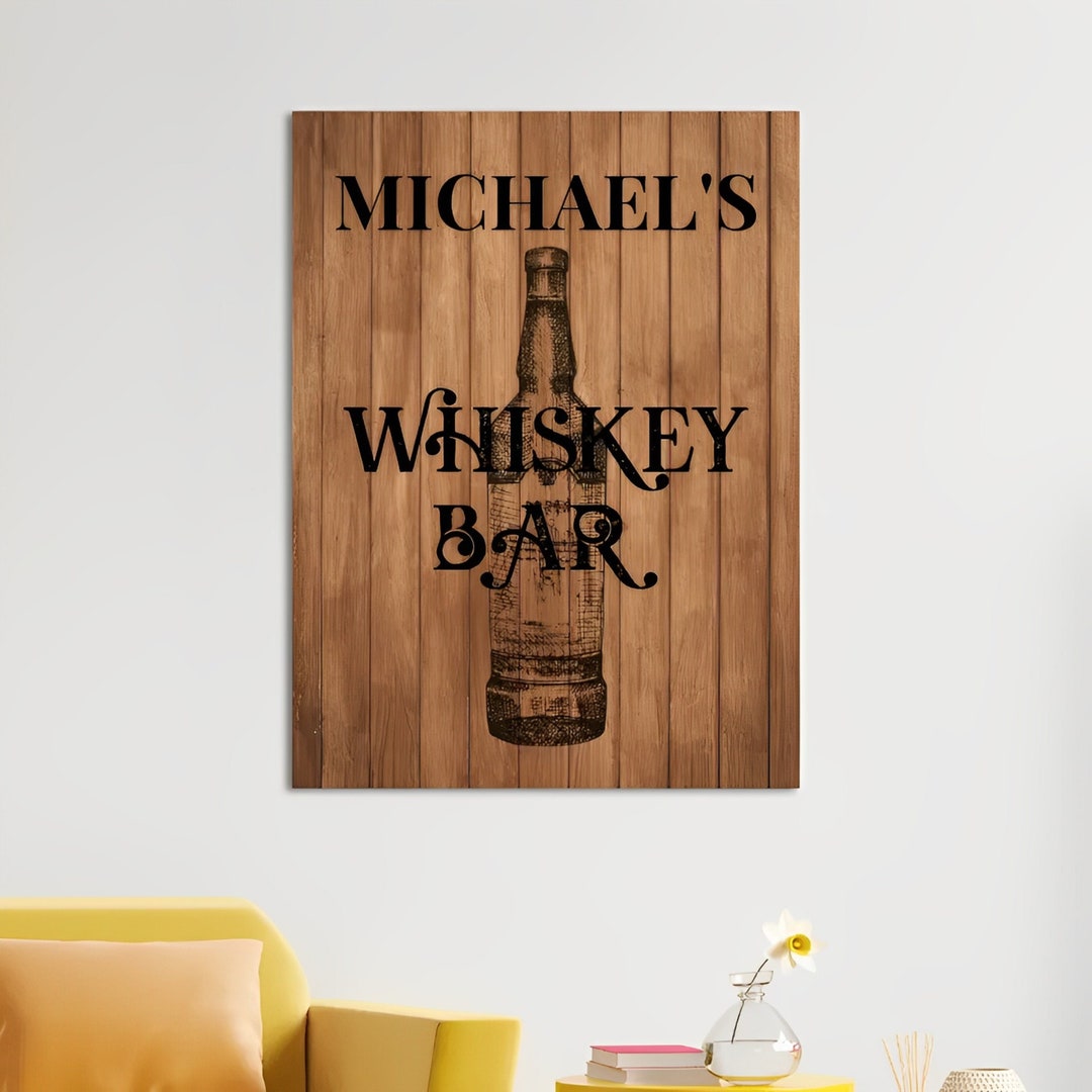 Personalized Canvas Whiskey Bar | Customizable | Wall Art Print | for ...