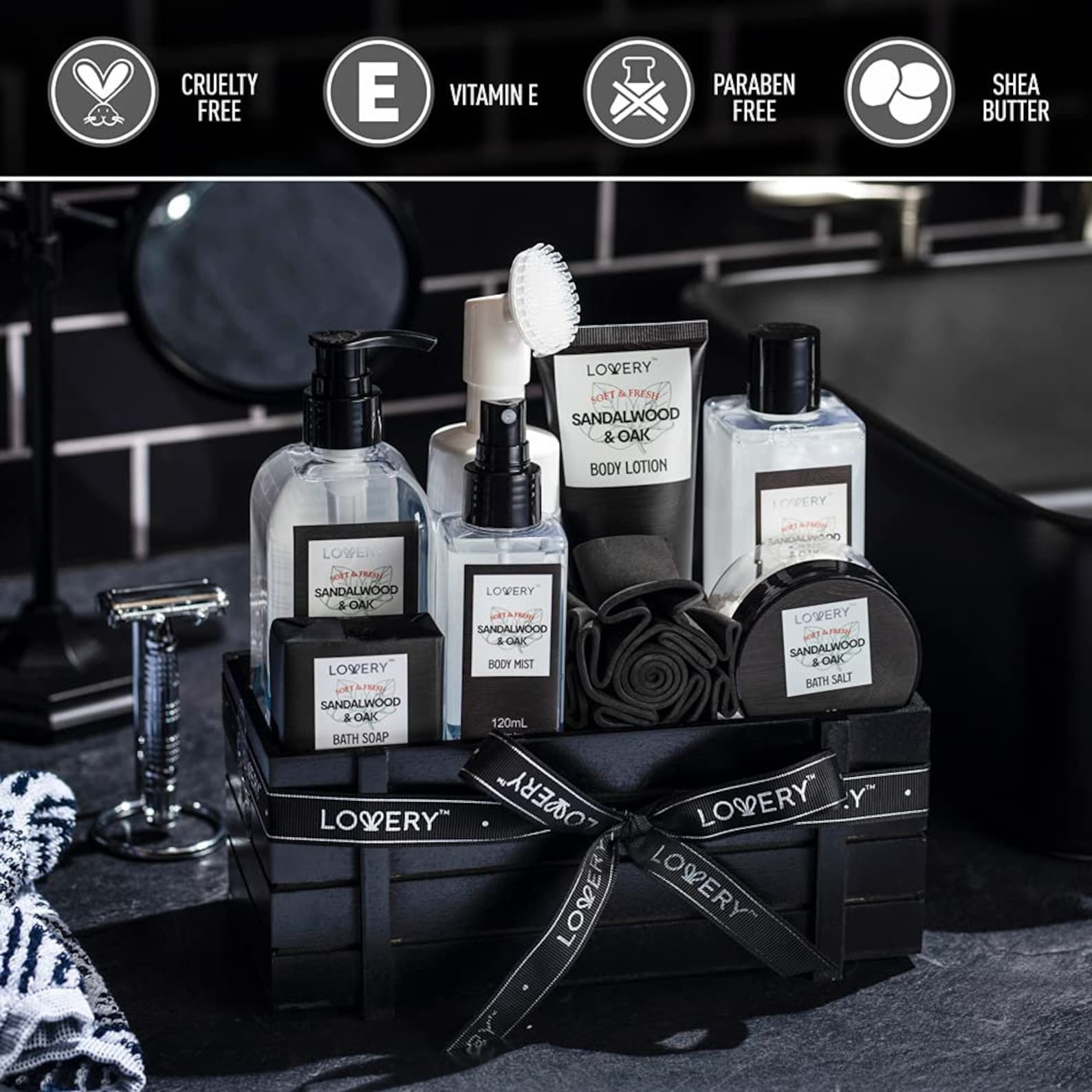 Home Spa Gifts, Spa Kit for Men - Sandalwood and Oak Scented Bath Gift ...