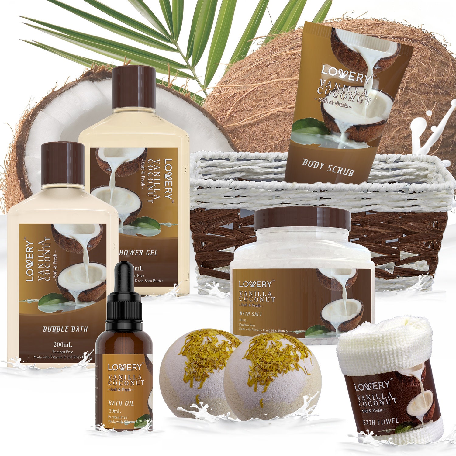 Bath and Body Gift Basket for Women and Men – 9 Piece Set of Vanilla ...