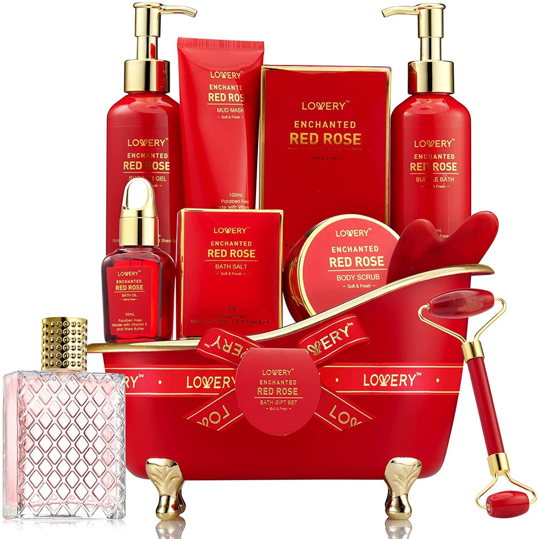 Home Spa Gifts, Spa Gifts for Women, Bath and Body Gift Set, Red Rose ...