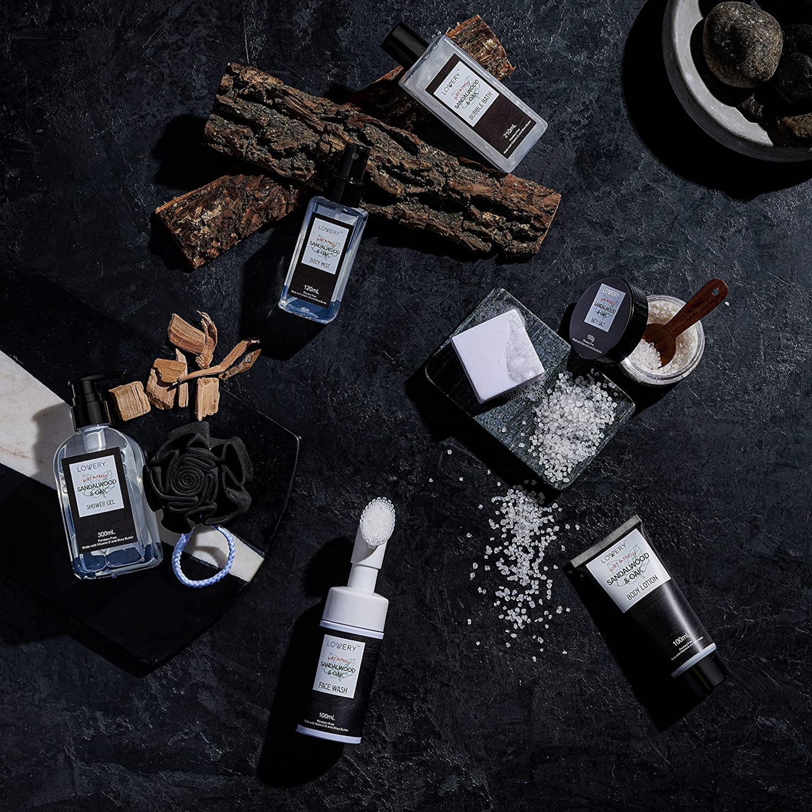 Home Spa Gifts, Spa Kit for Men - Sandalwood and Oak Scented Bath Gift ...