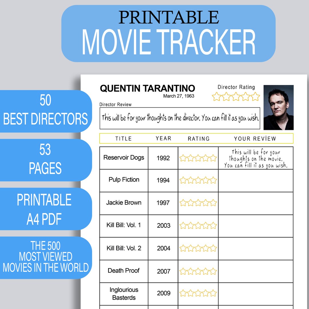 Pre-written Movies Checklist, Director Checklist, Movies Watchlist ...