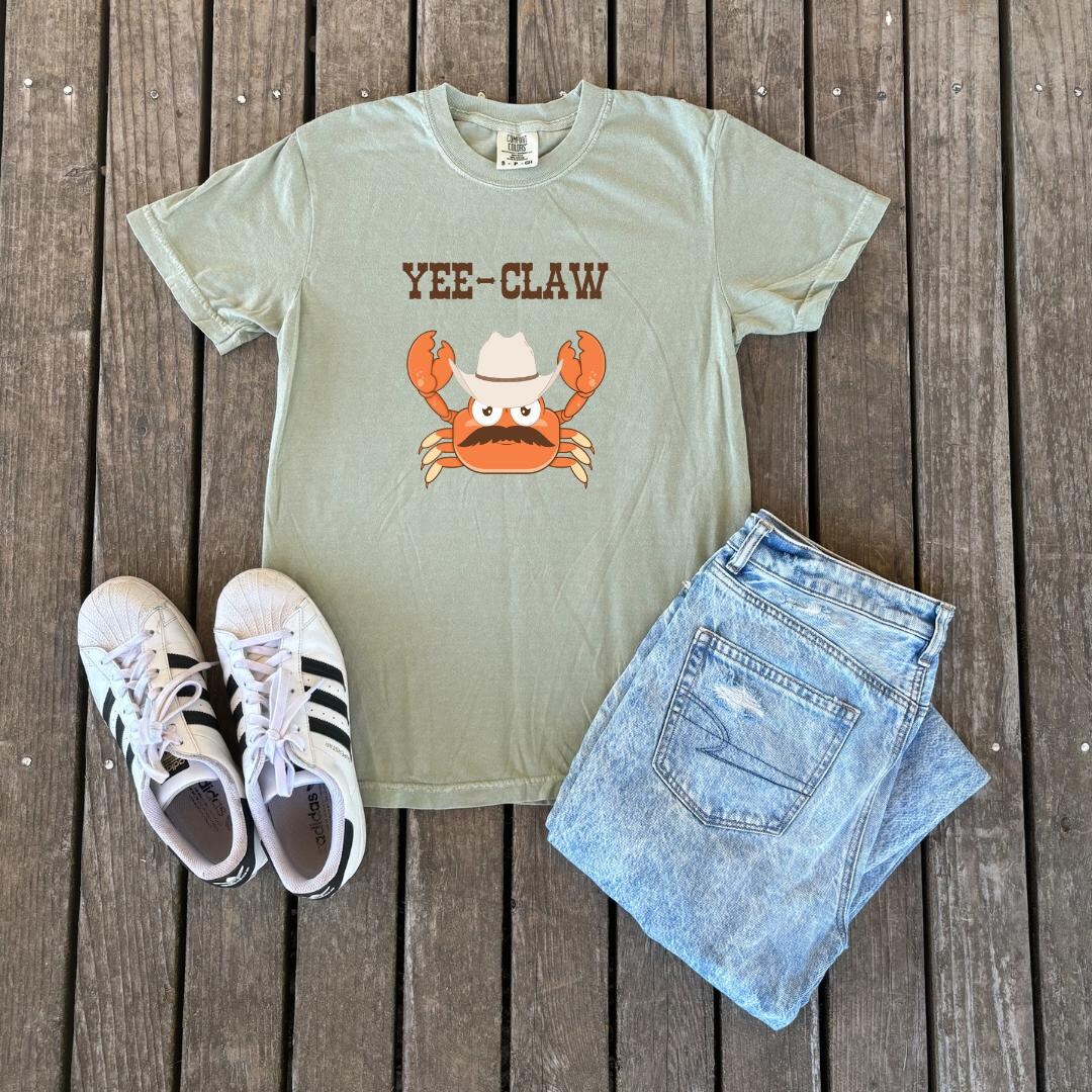 Yee Claw Yee Haw Crab Western Cowboy Comfort Colors Sandstone Unisex T ...