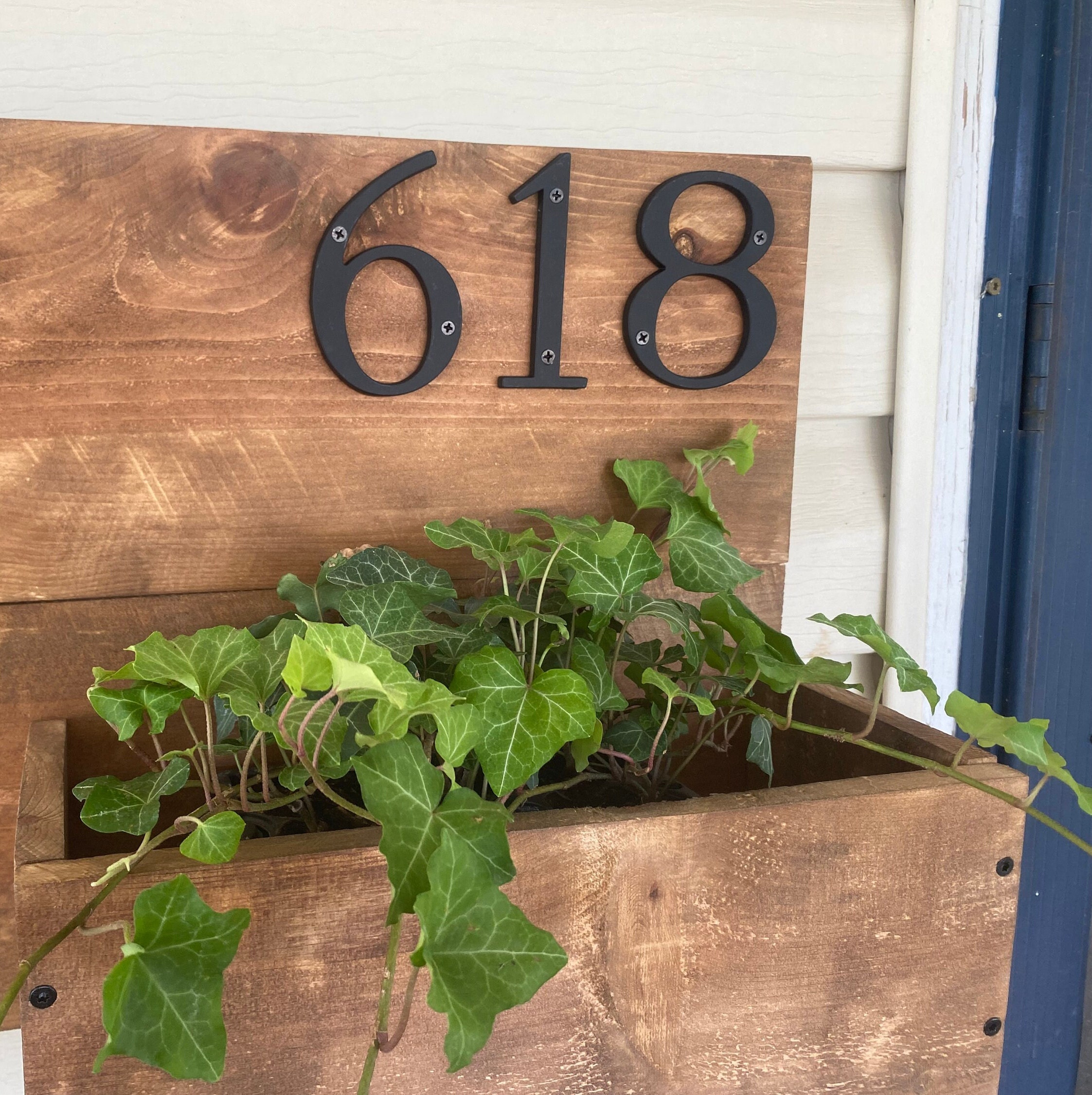 Cedar House Number Sign With Planter Box/housewarming - Etsy