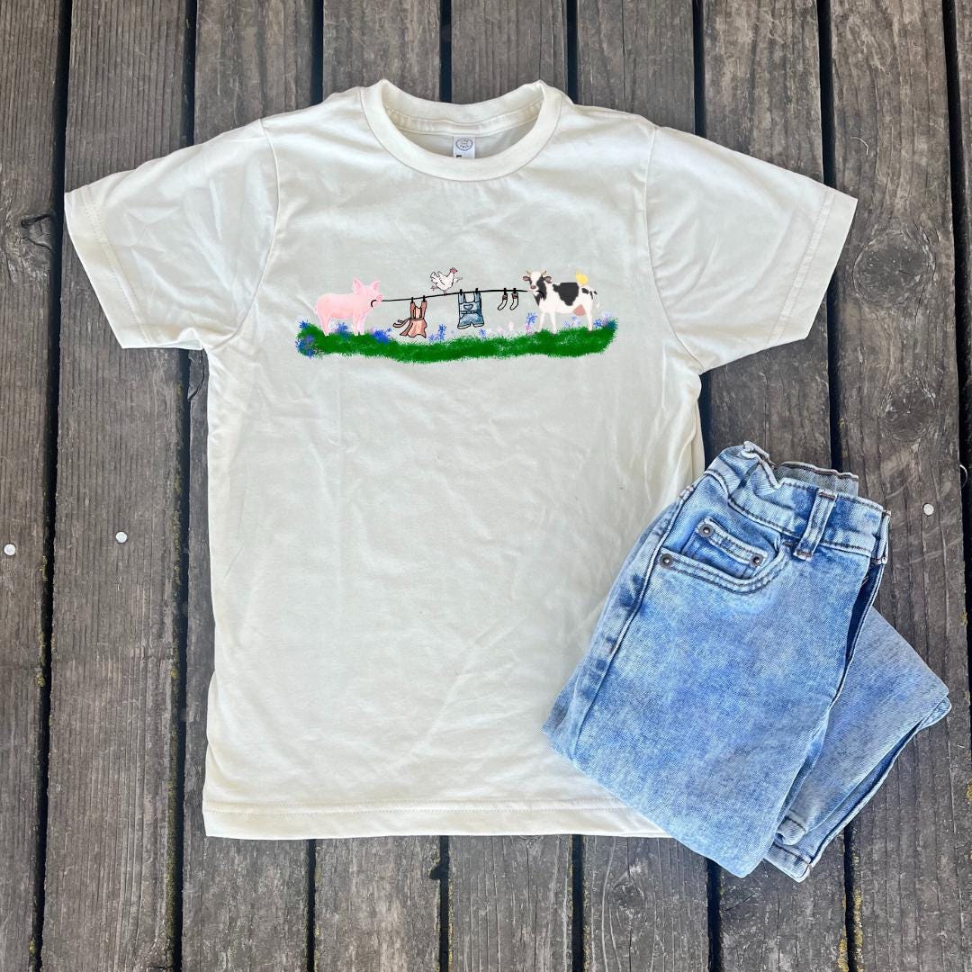 Farm Animals Clothesline Toddler Shirt, Pig & Cow Design - Etsy