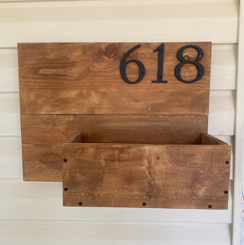 Cedar House Number Sign With Planter Box/housewarming - Etsy
