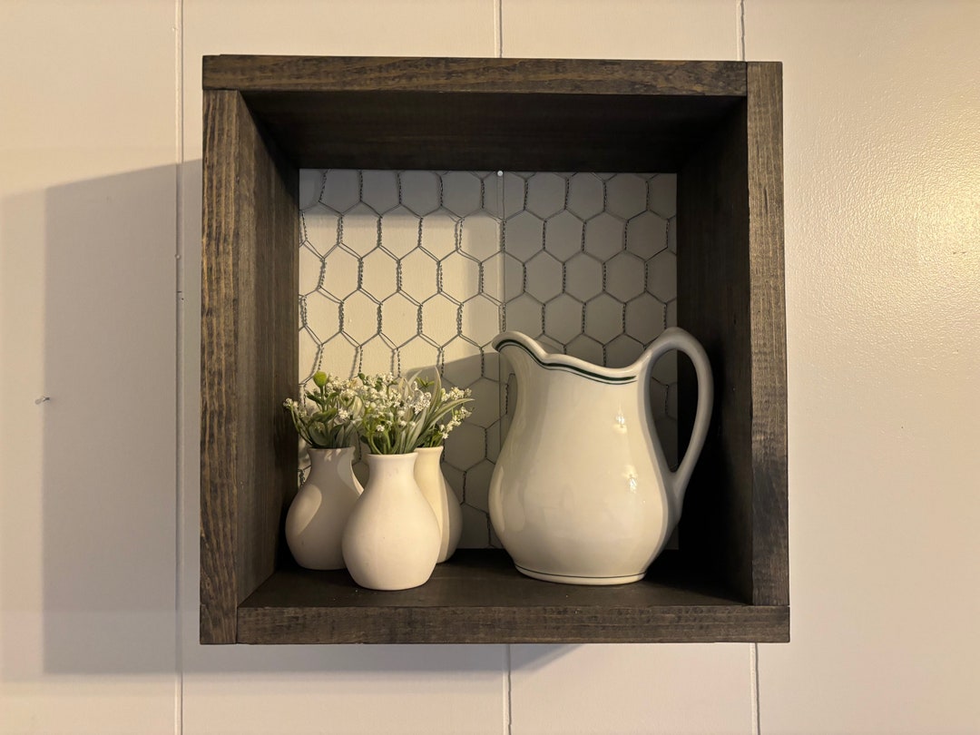 Chicken Wire Farmhouse Shelf, Rustic Wall Decor Holder - Etsy