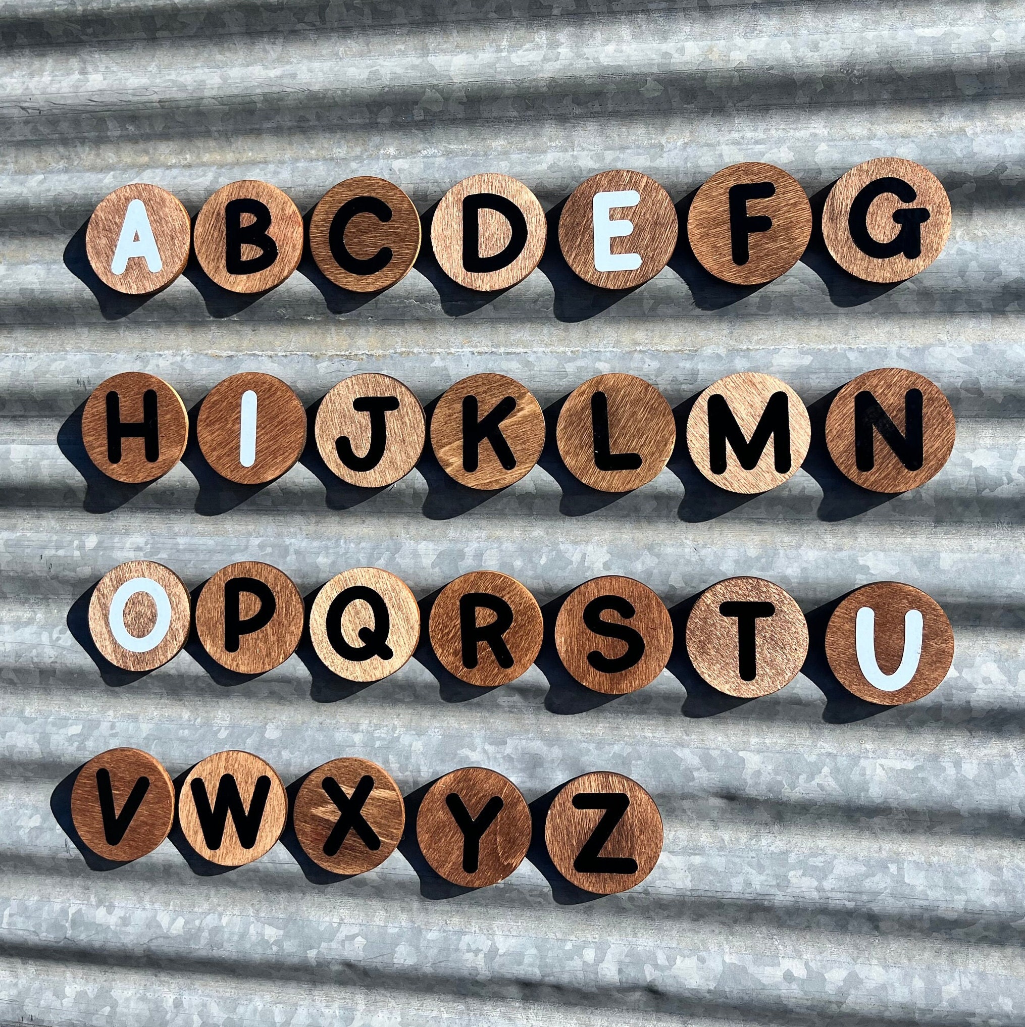 Uppercase Alphabet Magnets/wooden Alphabet Magnets/circle Alphabet ...