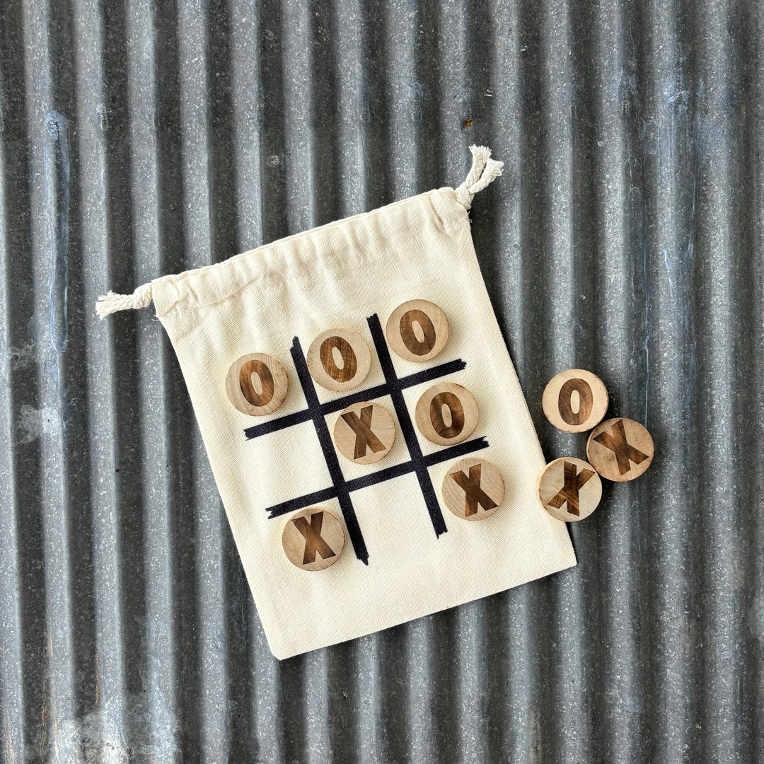 Travel Tic Tac Toe Game in a Canvas Drawstring Bag, Roadtrip Game for ...