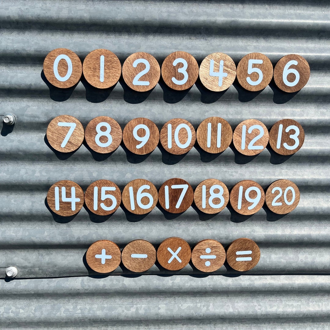 Wooden Number Magnets/counting/circle Round Magnets/learning/homeschool ...