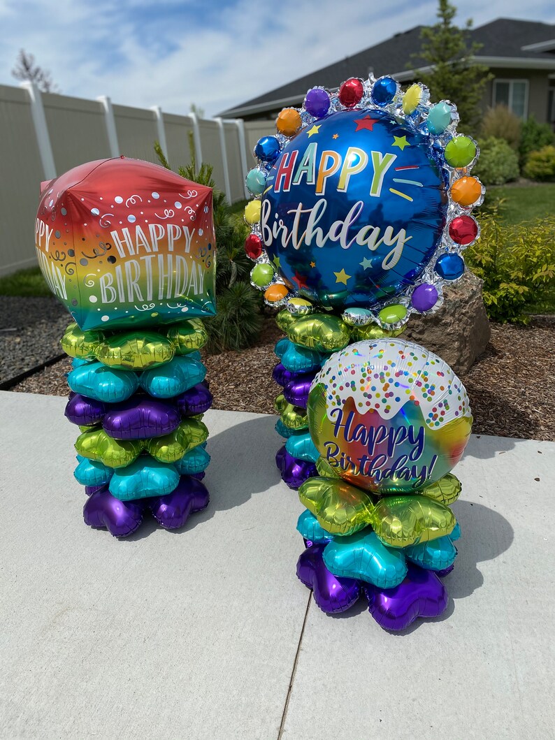 3 Happy Birthday Balloon Stacks Party Decor Kit - Etsy