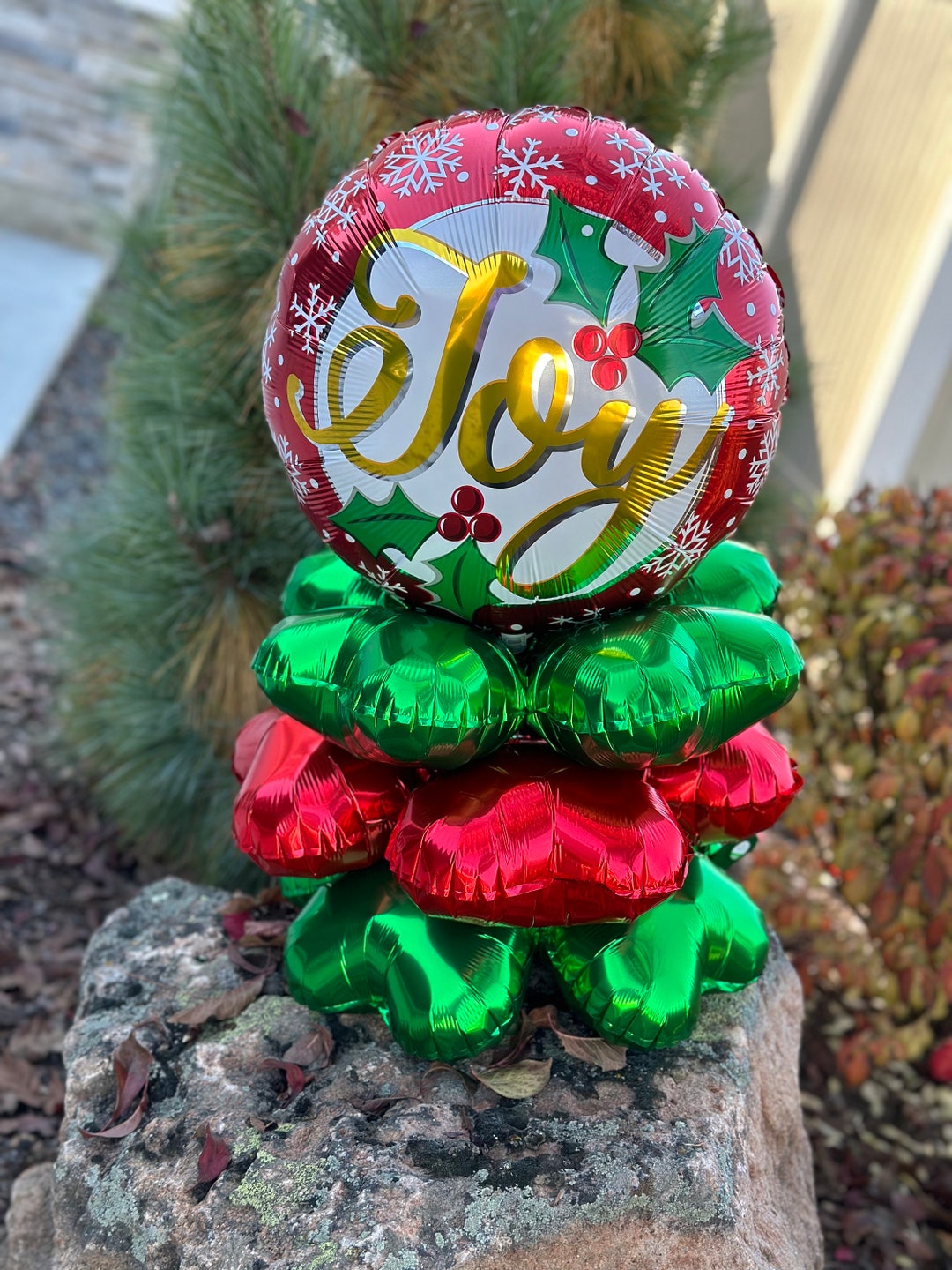 Joy Christmas Stacked Balloon Centerpiece, Gift Kit - Etsy