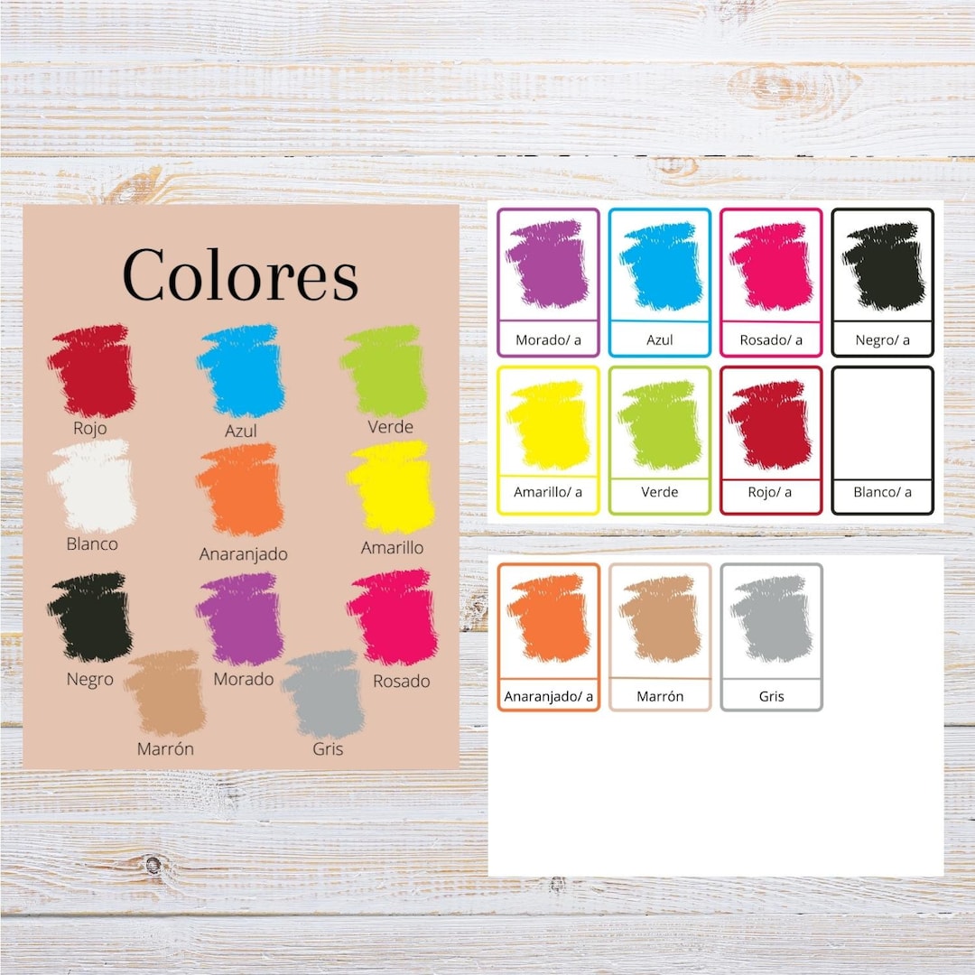 Colors Poster 8.5x11 in Spanish | Color Flashcards | Digital Print ...