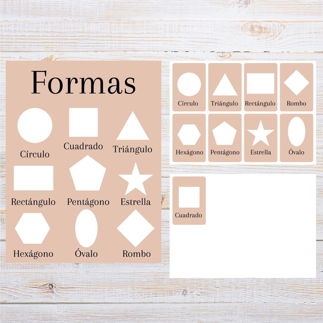 Shapes Poster in Spanish (en Español) 8.5 X 11 | 9 Flashcards | Shapes ...