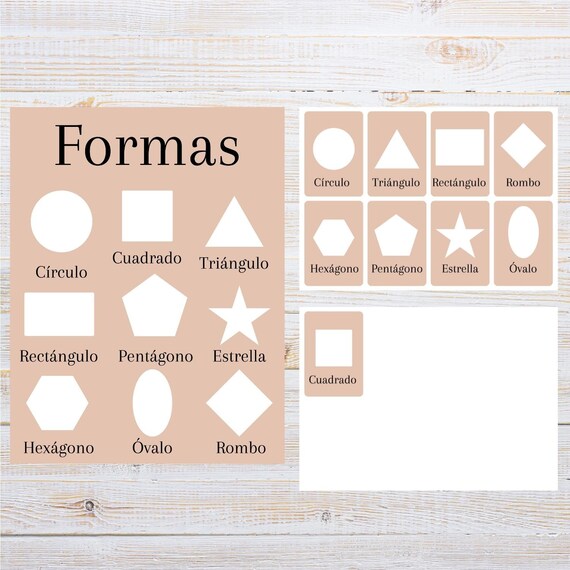 Shapes Poster in Spanish en Español 8.5 X 11 9 Flashcards | Etsy