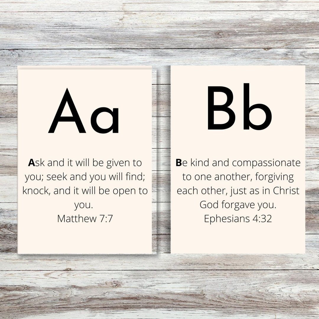 ABC Bible Verse Cards | 5x7 Alphabet Cards| Instant Digital Download ...