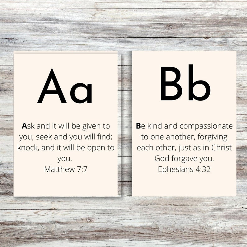 ABC Bible Verse Cards 5x7 Alphabet Cards Instant Digital - Etsy