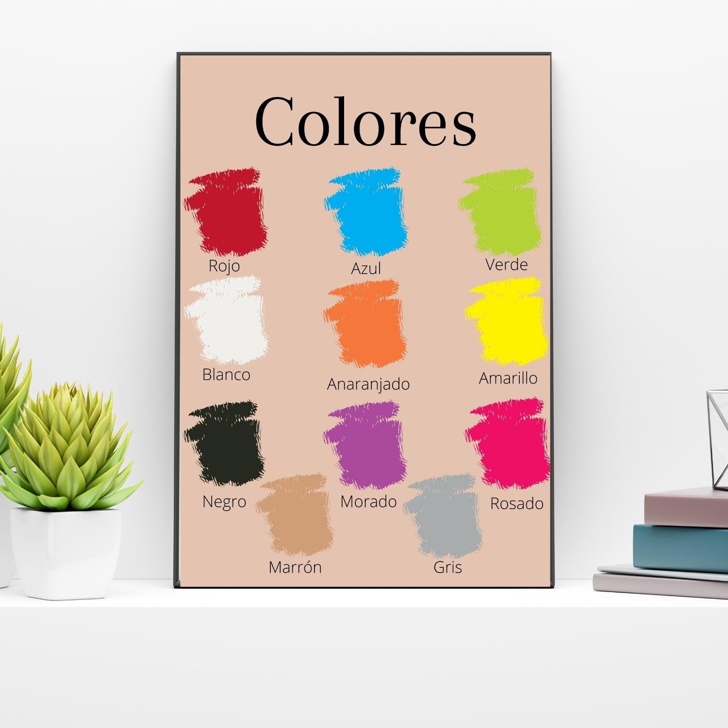 Colors Poster 8.5x11 in Spanish | Color Flashcards | Digital Print ...