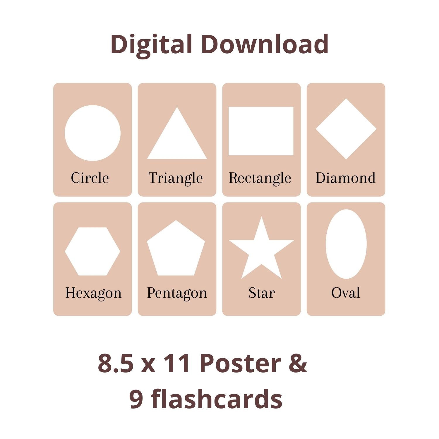 Shapes Poster 8.5 X 11 | 9 Flashcards | Shapes | Digital Print ...