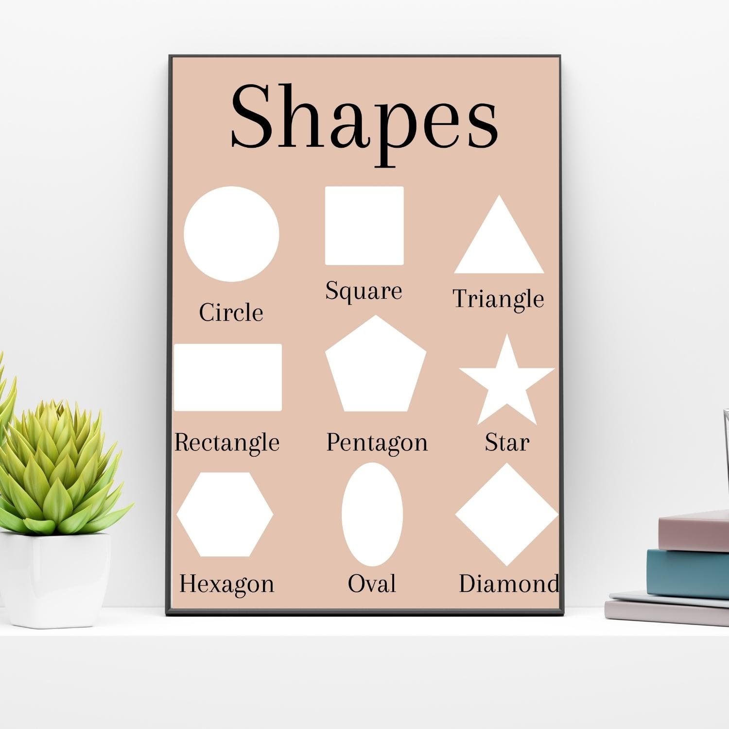 Shapes Poster 8.5 X 11 | 9 Flashcards | Shapes | Digital Print ...