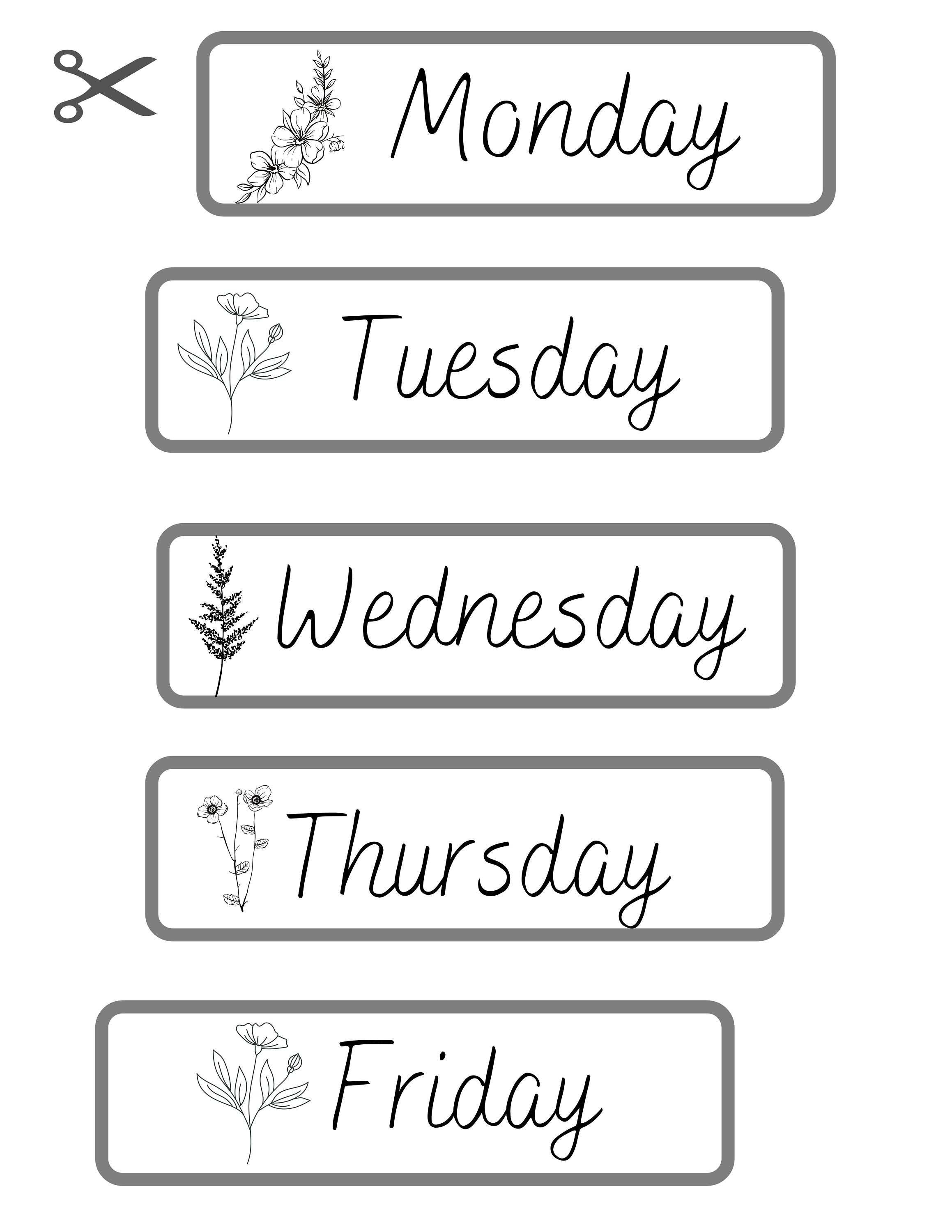 Days of the Week Chart | Digital Print | Printable | Homeschool ...