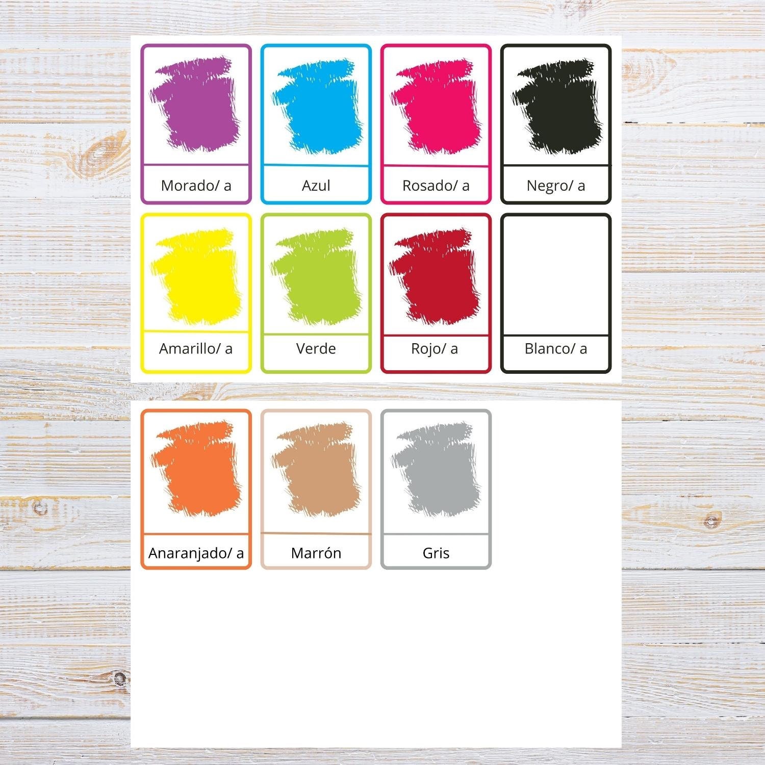 Colors Poster 8.5x11 in Spanish | Color Flashcards | Digital Print ...