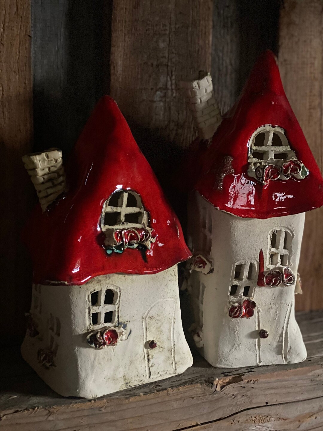 Ceramic Houses 2 Pcs Set - Etsy