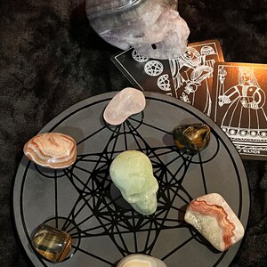 Large Black Obsidian Mirror With Black Metatrons Cube Altar Piece ...